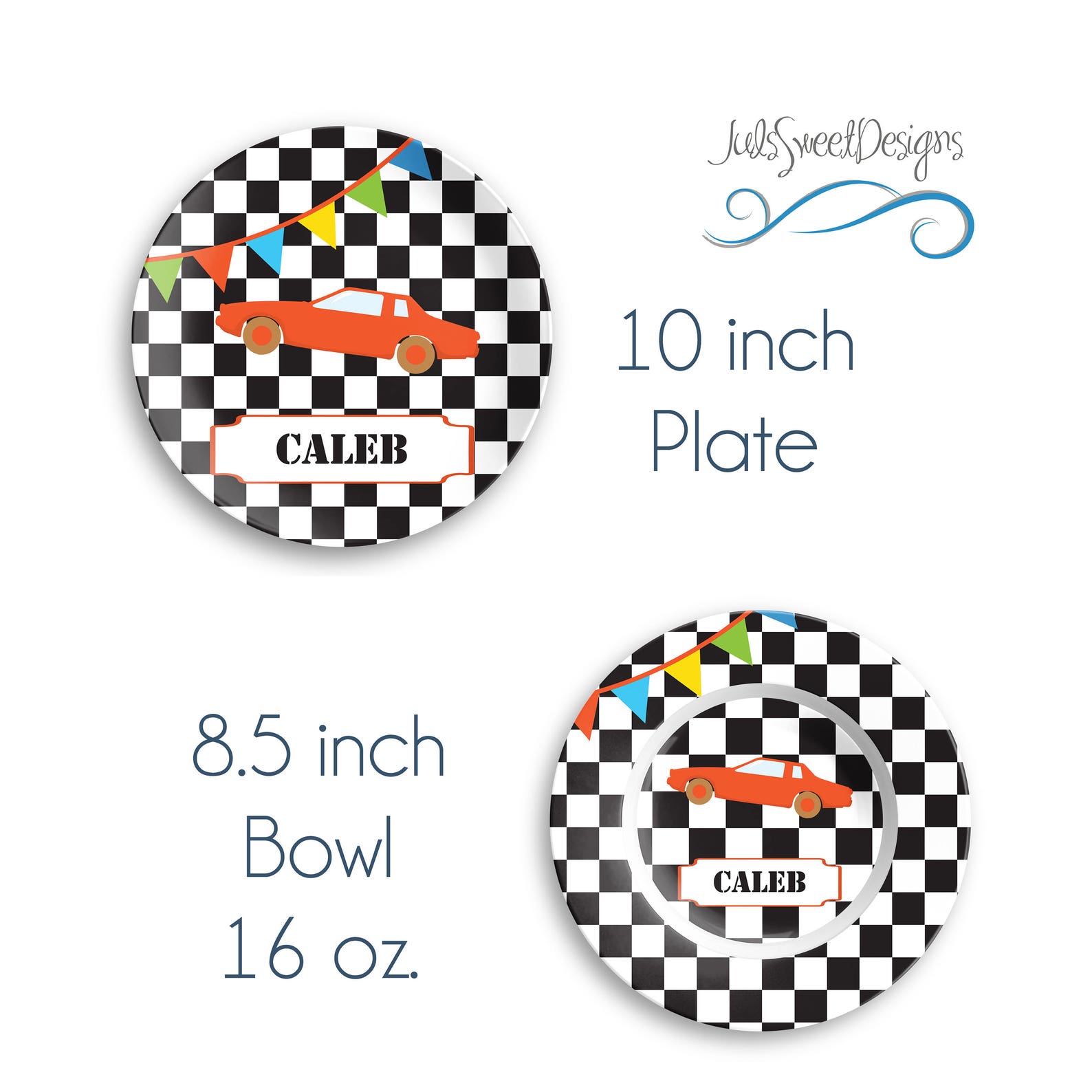 Race Car Personalized Plate Race Car Black White Checker 10 - Etsy