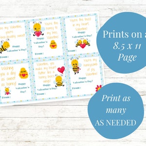 Bee Valentine Cards for Kids, Honey Bee Valentines Day Cards Printable ...