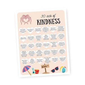 Kids Summer 30 Acts of Kindness Printable, Coral Beach Banner ...