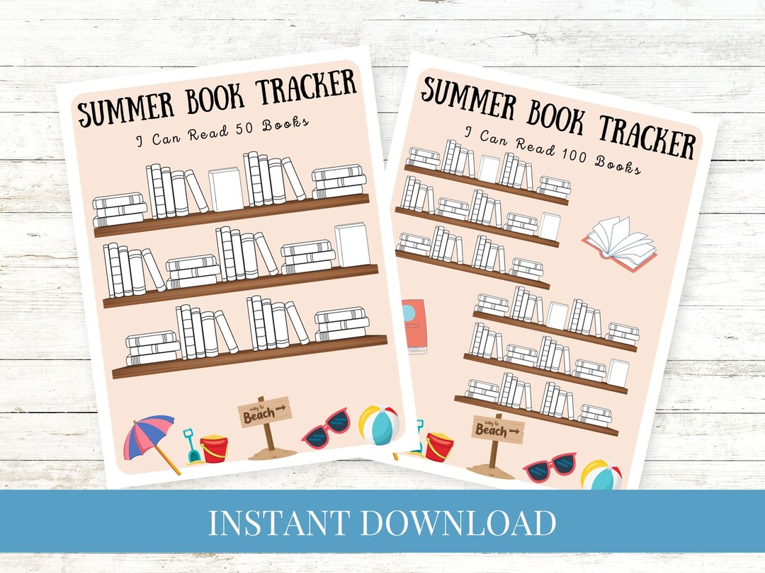 Kids Summer Book Tracker Printable, Coral Beach Banner, Printable Book ...