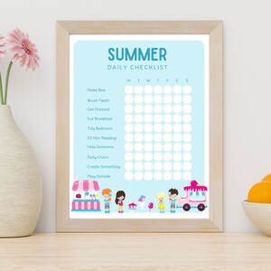 Kids Summer Daily Weekly Checklist Printable, Ice Cream Truck Stand ...