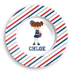 Cheerleader Personalized Plate – Cheerleader Blue Red Diagonal Stripes ...