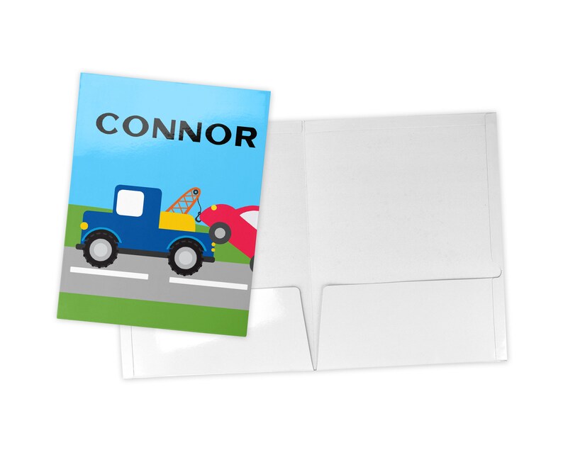 Tow Truck Personalized Folder Towing Car Grass Road Folder | Etsy