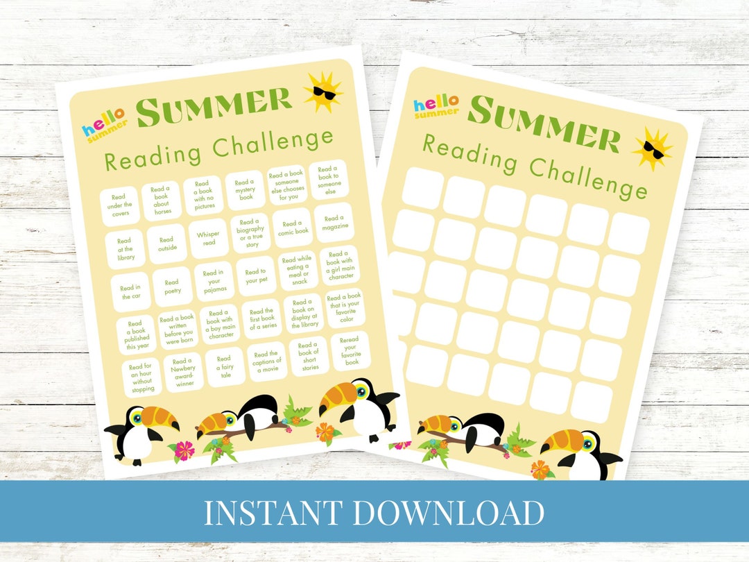 Kids Summer Reading Challenge Printable, Hello Summer Toucans ...