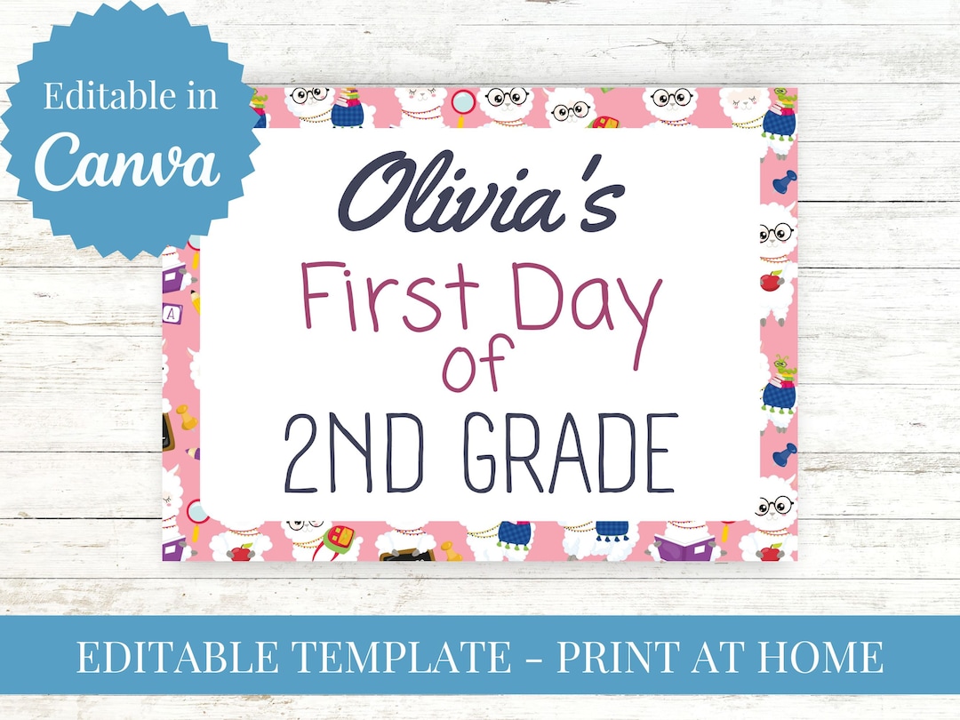 Editable First Day of School Sign- 1st Day of School Printable, Pink ...