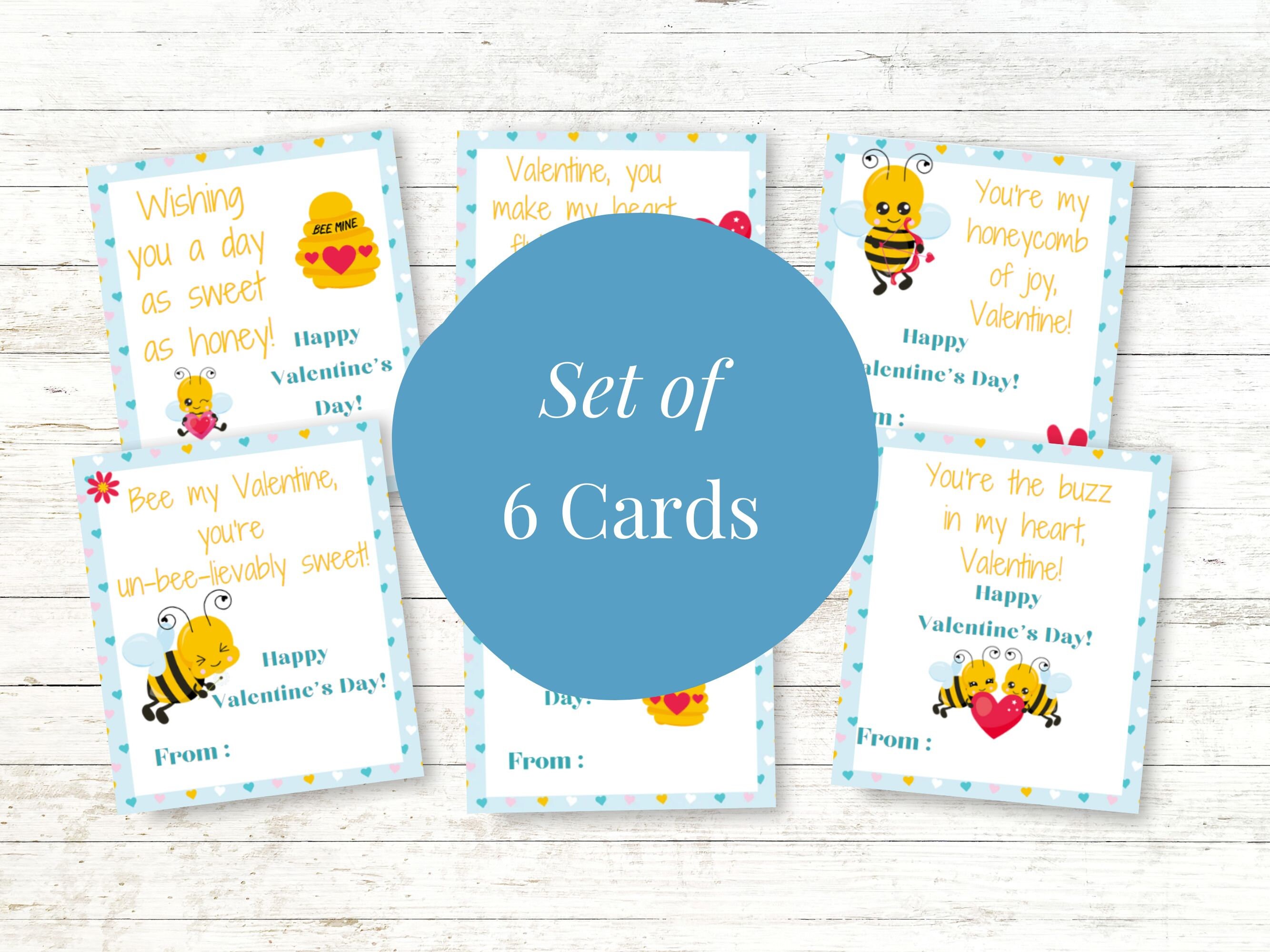 Bee Valentine Cards for Kids, Honey Bee Valentines Day Cards Printable ...