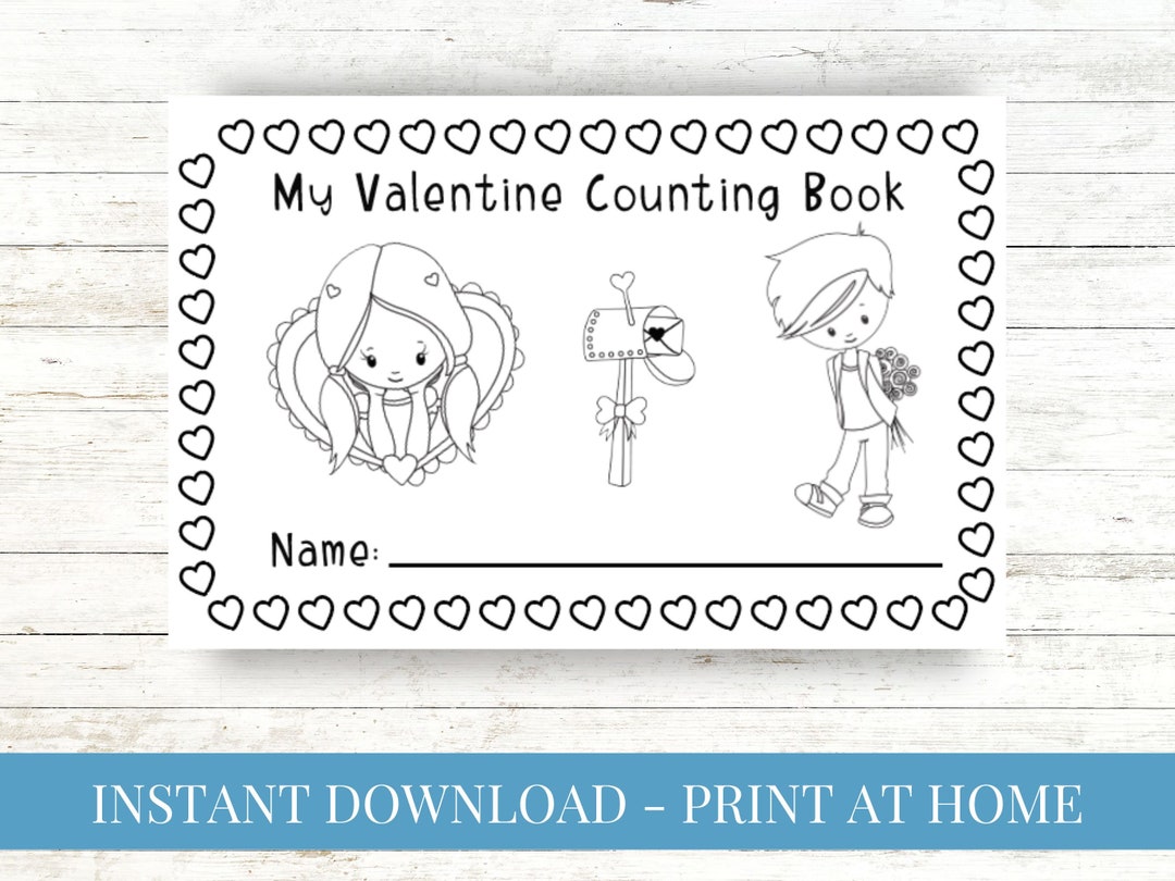 Valentine Coloring Pages Printable, My Valentine Counting Coloring Book ...
