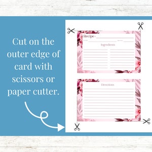 Printable Recipe Card - Blue Flowers Floral Watercolor Recipe Card ...