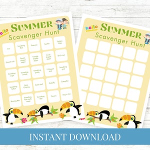 Kids Summer Scavenger Hunt Printable, Hello Summer Toucans, Printable ...