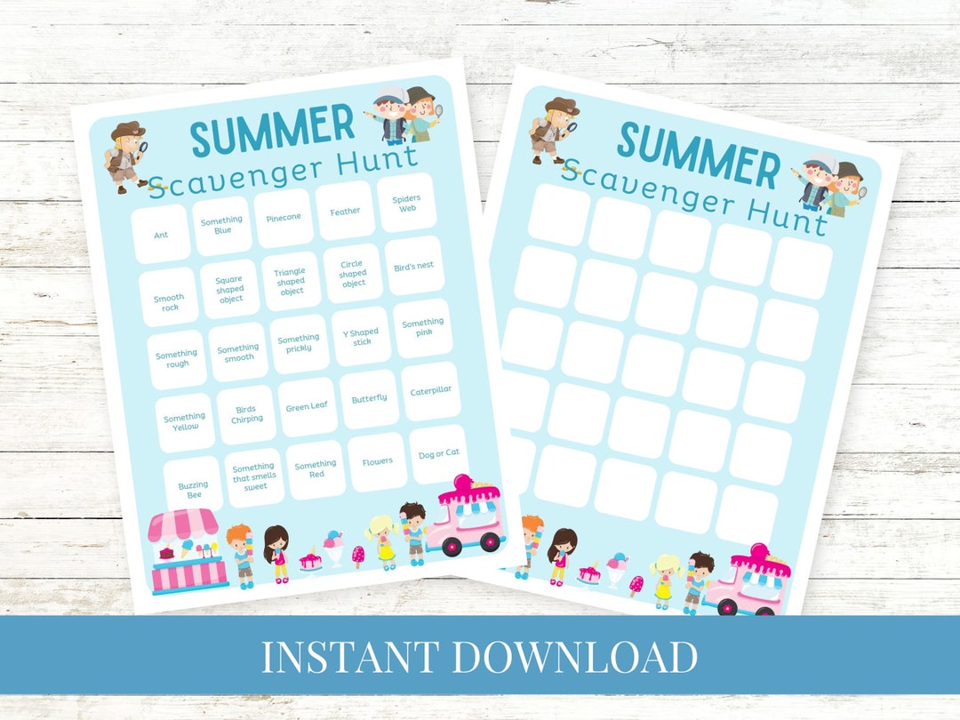 Kids Summer Scavenger Hunt Printable, Ice Cream Truck Stand, Printable ...