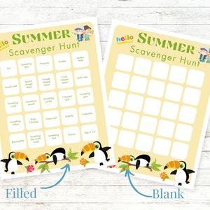 Kids Summer Scavenger Hunt Printable, Hello Summer Toucans, Printable ...