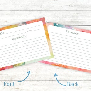 Printable Recipe Card - Orange Pink Floral Watercolor Recipe Card ...