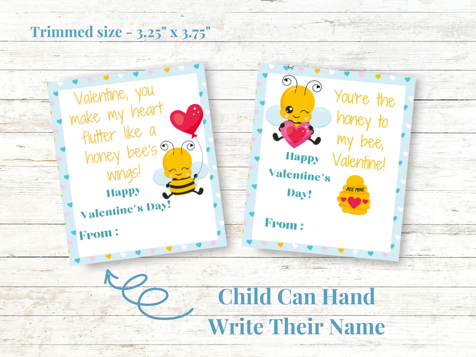 Bee Valentine Cards for Kids, Honey Bee Valentines Day Cards Printable ...