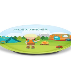 Camping Plate – Camping Boy Girl Fire Camper Tent Backpack ...