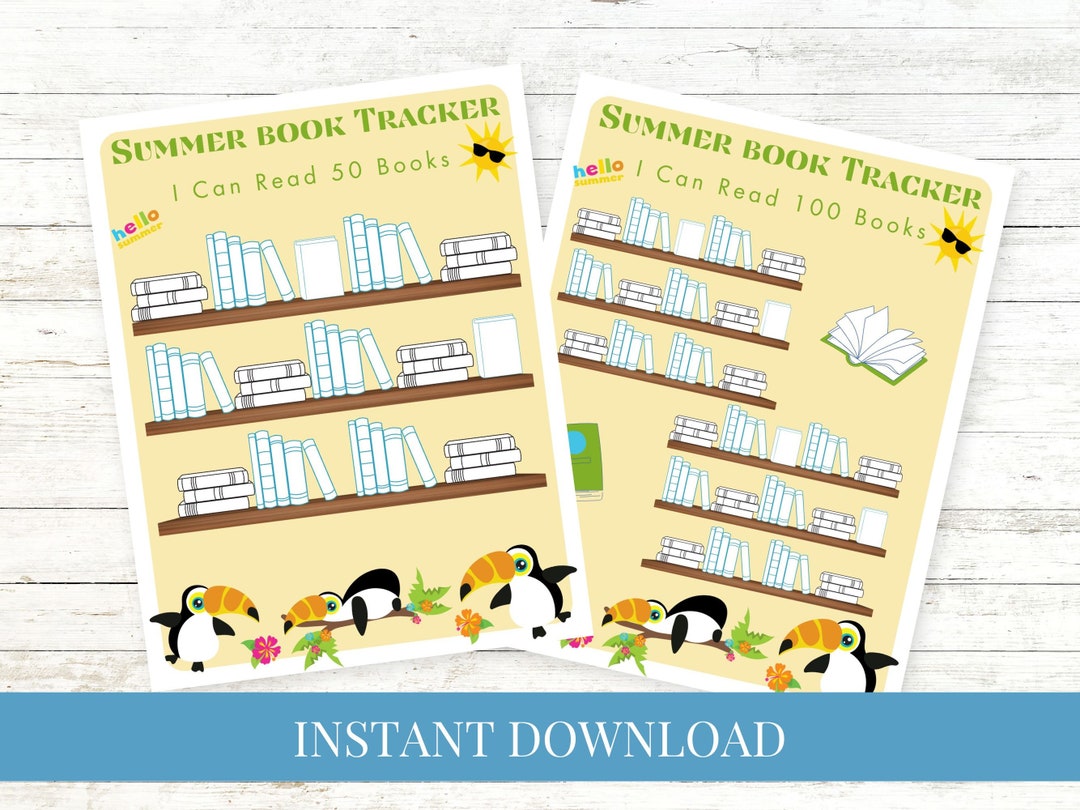 Kids Summer Book Tracker Printable, Hello Summer Toucans, Printable ...