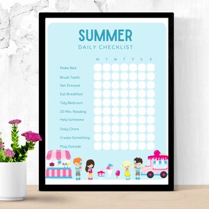 Kids Summer Daily Weekly Checklist Printable, Ice Cream Truck Stand ...