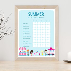 Kids Summer Daily Weekly Checklist Printable, Ice Cream Truck Stand ...