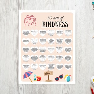 Kids Summer 30 Acts of Kindness Printable, Coral Beach Banner ...