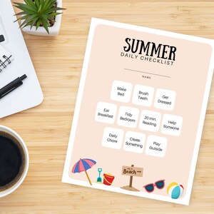 Kids Summer Daily Checklist Printable, Coral Beach Banner, Printable ...