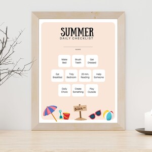 Kids Summer Daily Checklist Printable, Coral Beach Banner, Printable ...