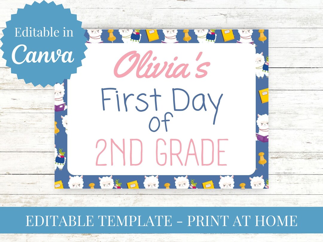Editable First Day of School Sign- 1st Day of School Printable ...