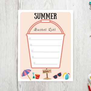 Kids Summer Bucket List Printable, Coral Beach Banner, Printable Bucket ...