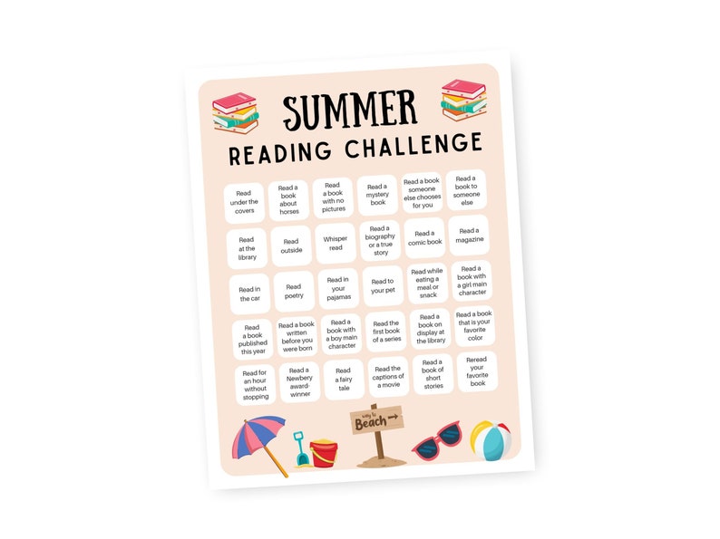Kids Summer Reading Challenge Printable, Coral Beach Banner, Printable ...