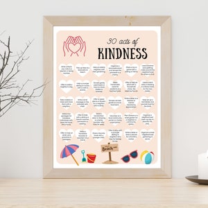 Kids Summer 30 Acts of Kindness Printable, Coral Beach Banner ...
