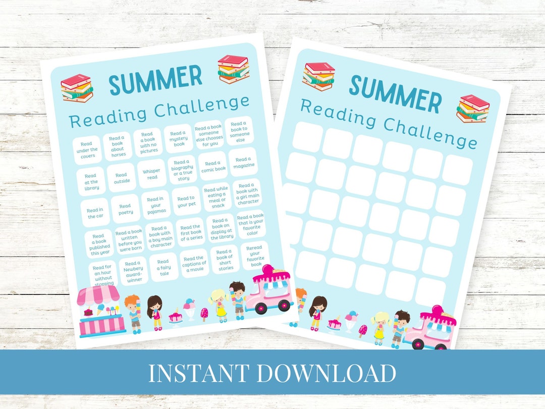 Kids Summer Reading Challenge Printable, Ice Cream Truck, Printable ...