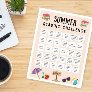 Kids Summer Reading Challenge Printable, Coral Beach Banner, Printable ...