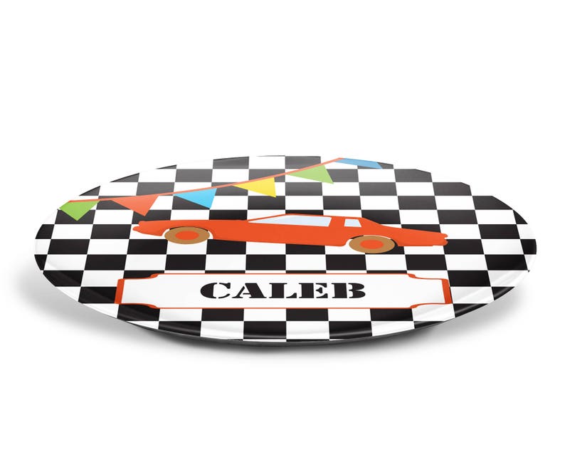 Race Car Personalized Plate Race Car Black White Checker 10 - Etsy