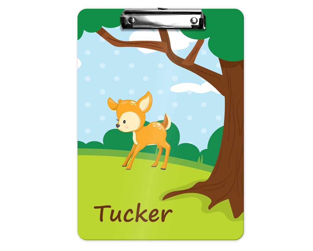 Personalized Kids Clipboard Woodland Animals Grass Tree Sky - Etsy