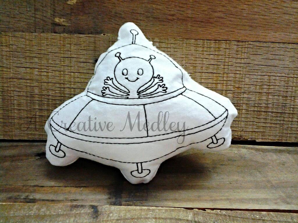 Doodle Its Ufo Stuffed Plush Embroidery Design-instant - Etsy