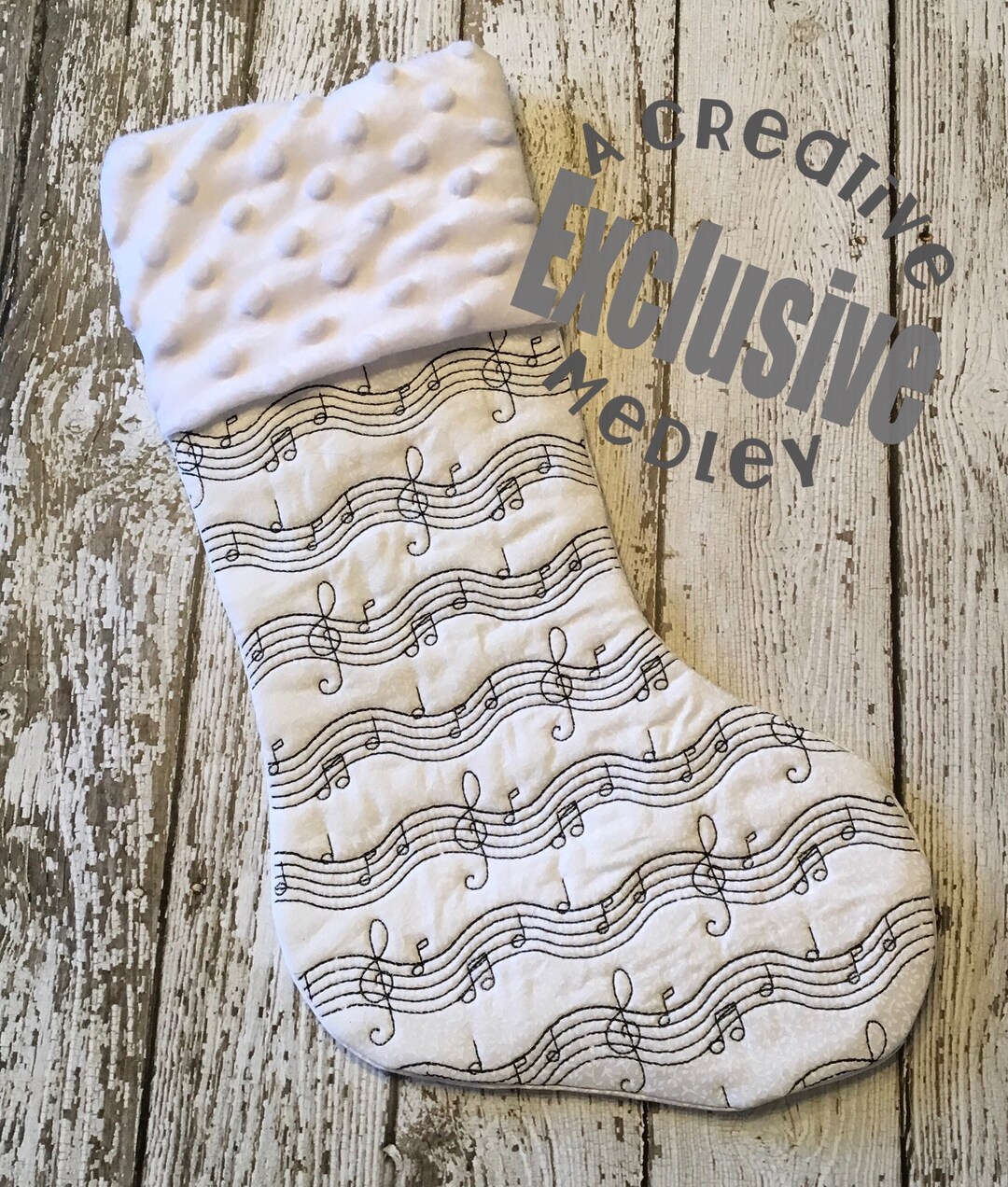 In the Hoop Stocking With Cuff and Music Musical Notes Motif ITH - Etsy