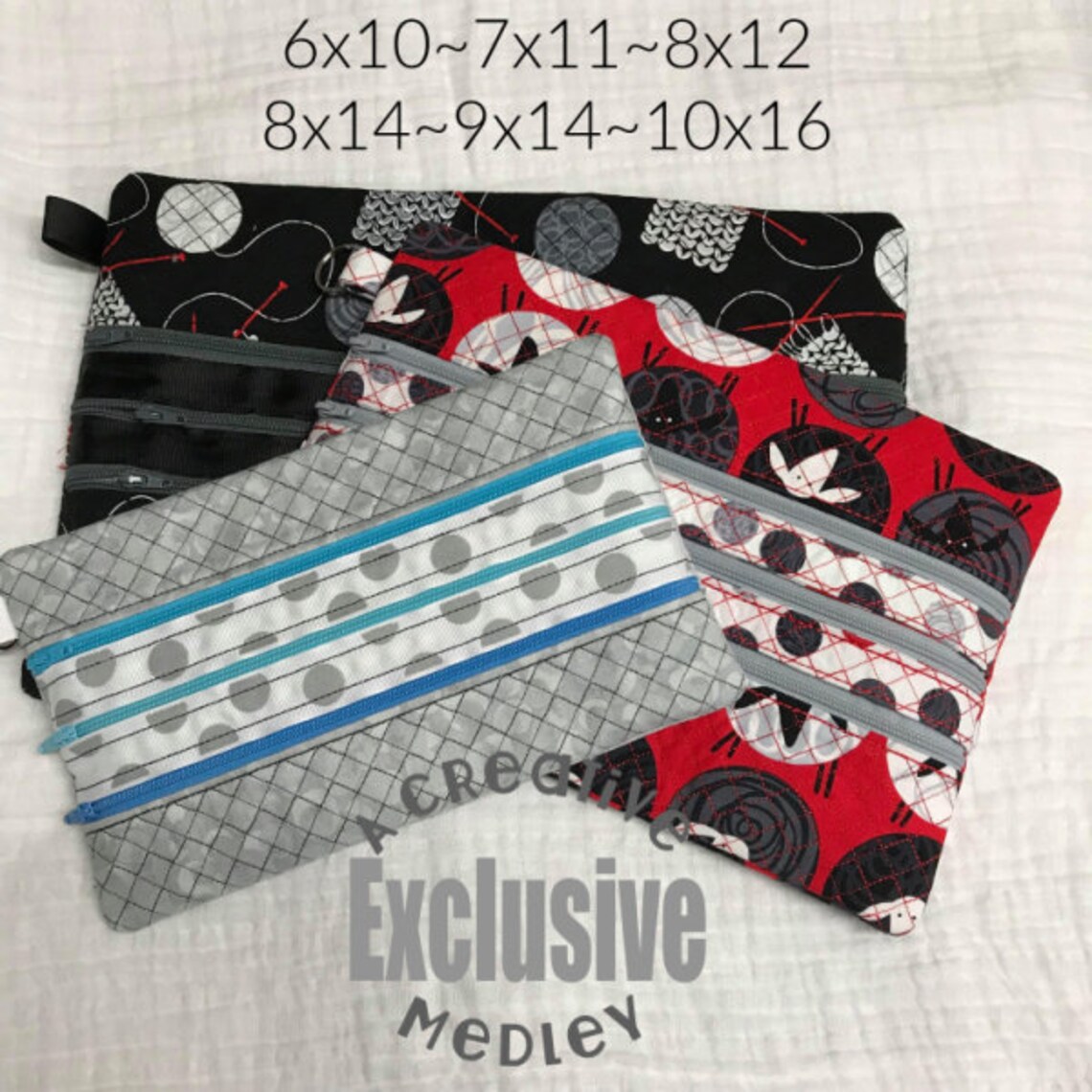 In the Hoop ITH Zipper Bag With 3 Zippers and Large Center - Etsy