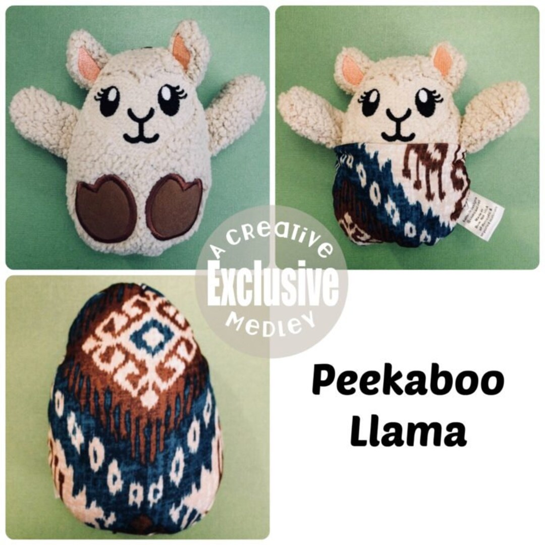 Peekaboo Llama in the Hoop Stuffed Softie - Reversible Folds Into an ...
