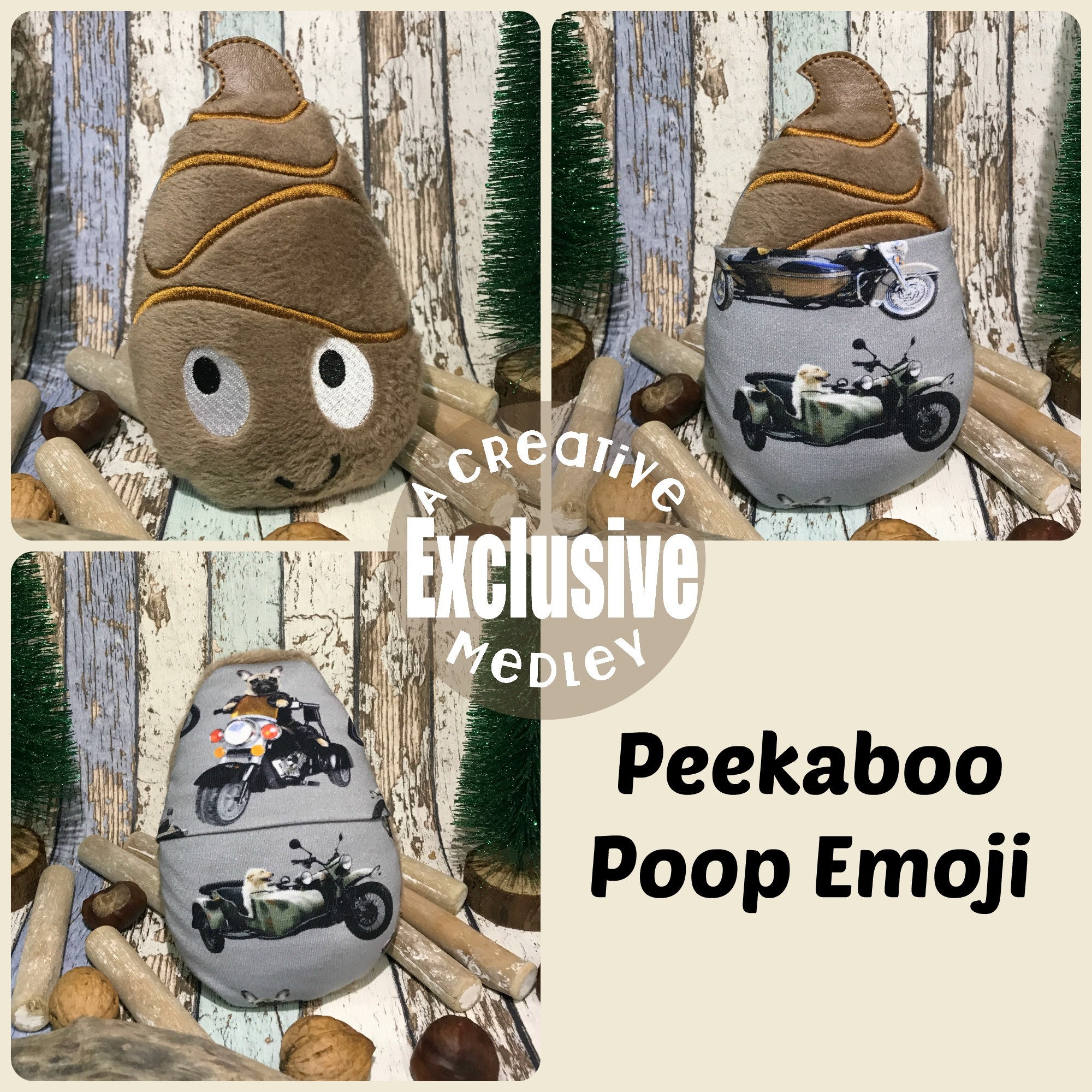 Peekaboo Poop Emoji In the Hoop Stuffed Softie Reversible | Etsy
