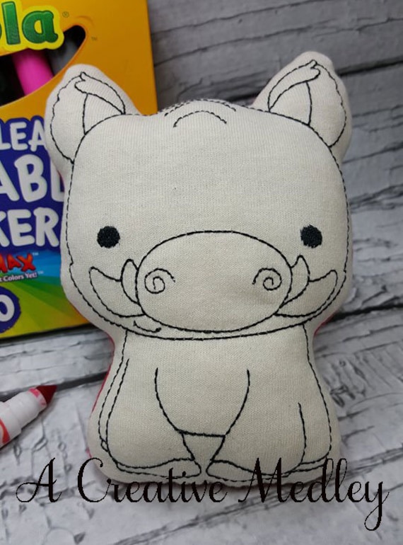 Doodle Its Hog Stuffed Plush Embroidery Design-instant - Etsy