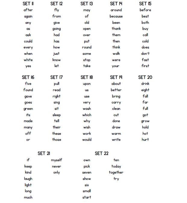 ITH Sight Words 110 Dolch Word Set 220 Files Total | Etsy