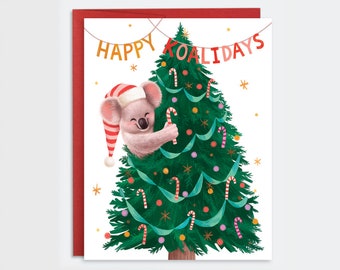 Koala Christmas Candy Cane Holder Card for Kids Classroom - Etsy