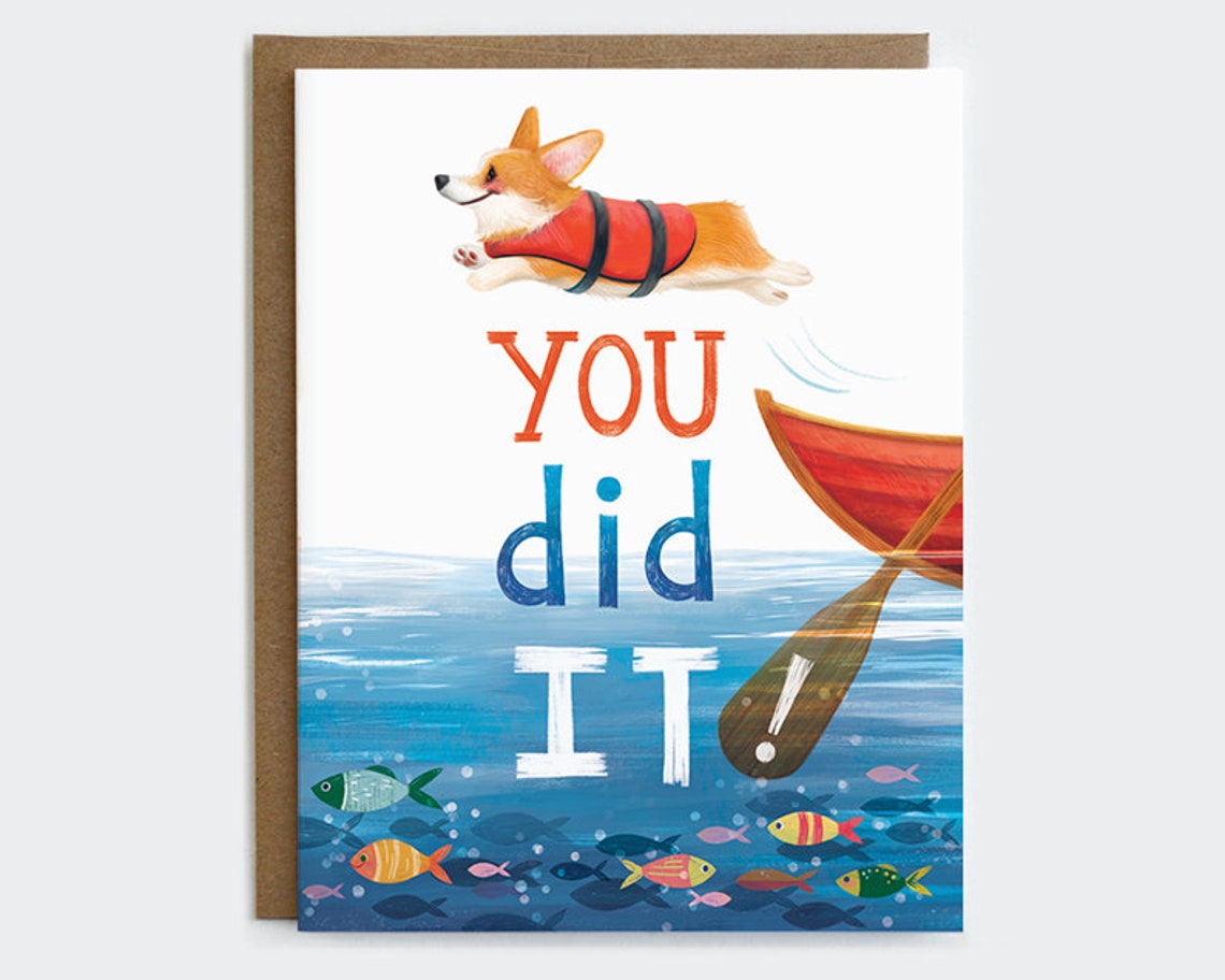 Corgi Congrats Card You Did It Card Congrats Card Corgi | Etsy