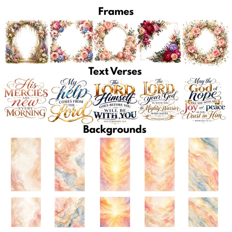 Watercolor Christian Floral Clipart Bundle, Bible Verse Designs, Angel ...