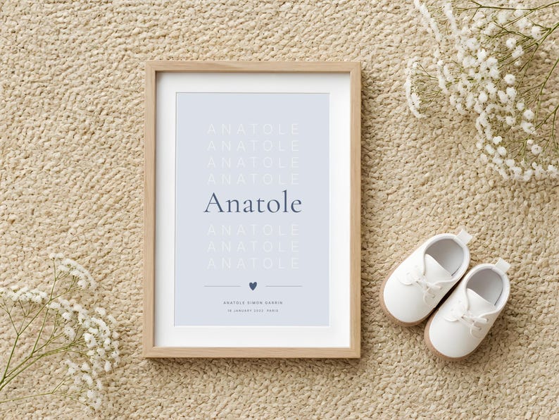 Custom Name Print: Soft Typography Baby Name Wall Art (digital Download ...
