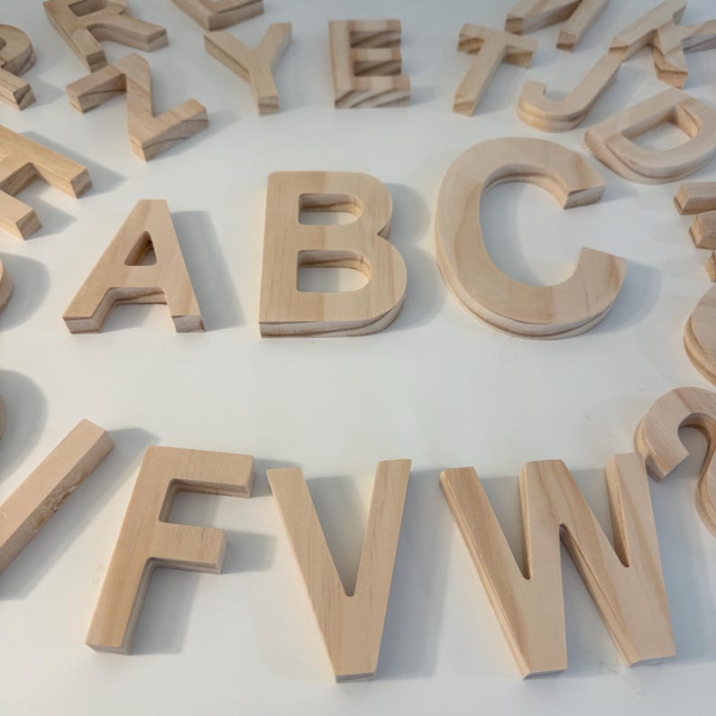 5 Inch Custom CNC Cut Wooden Letters, Solid Radiata Pine Alphabet ...