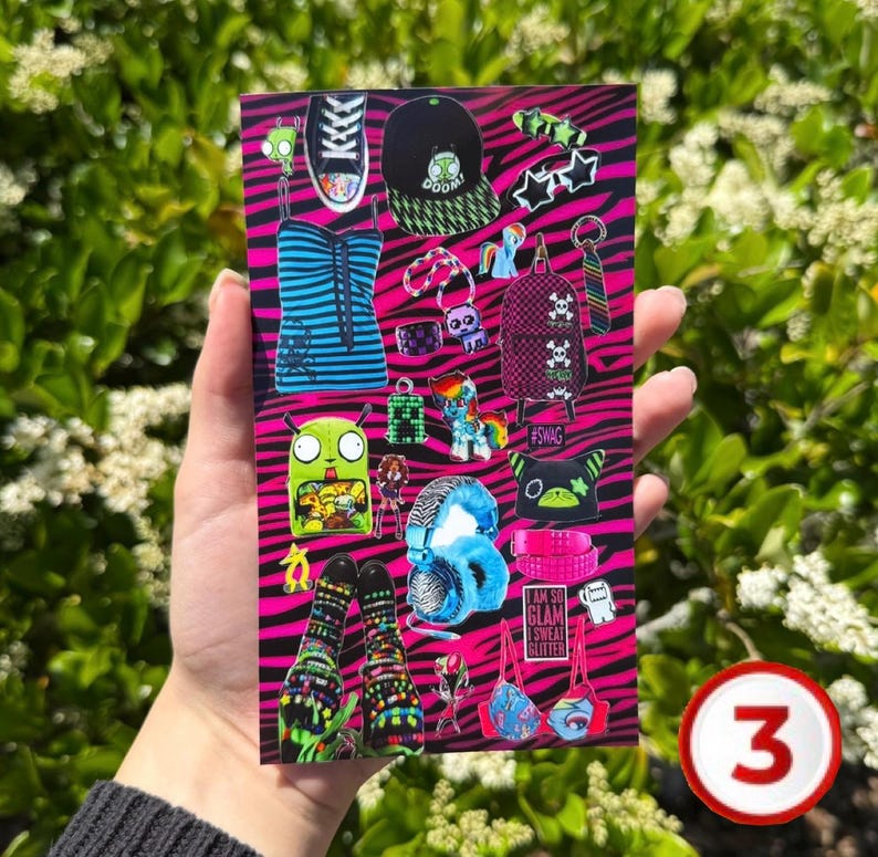 Emo 2000s Y2K Scene Inspired Sticker Sheets, 6 Set Webcore Stickers ...