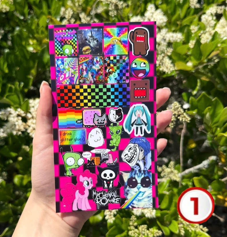 Emo 2000s Y2K Scene Inspired Sticker Sheets, 6 Set Webcore Stickers ...