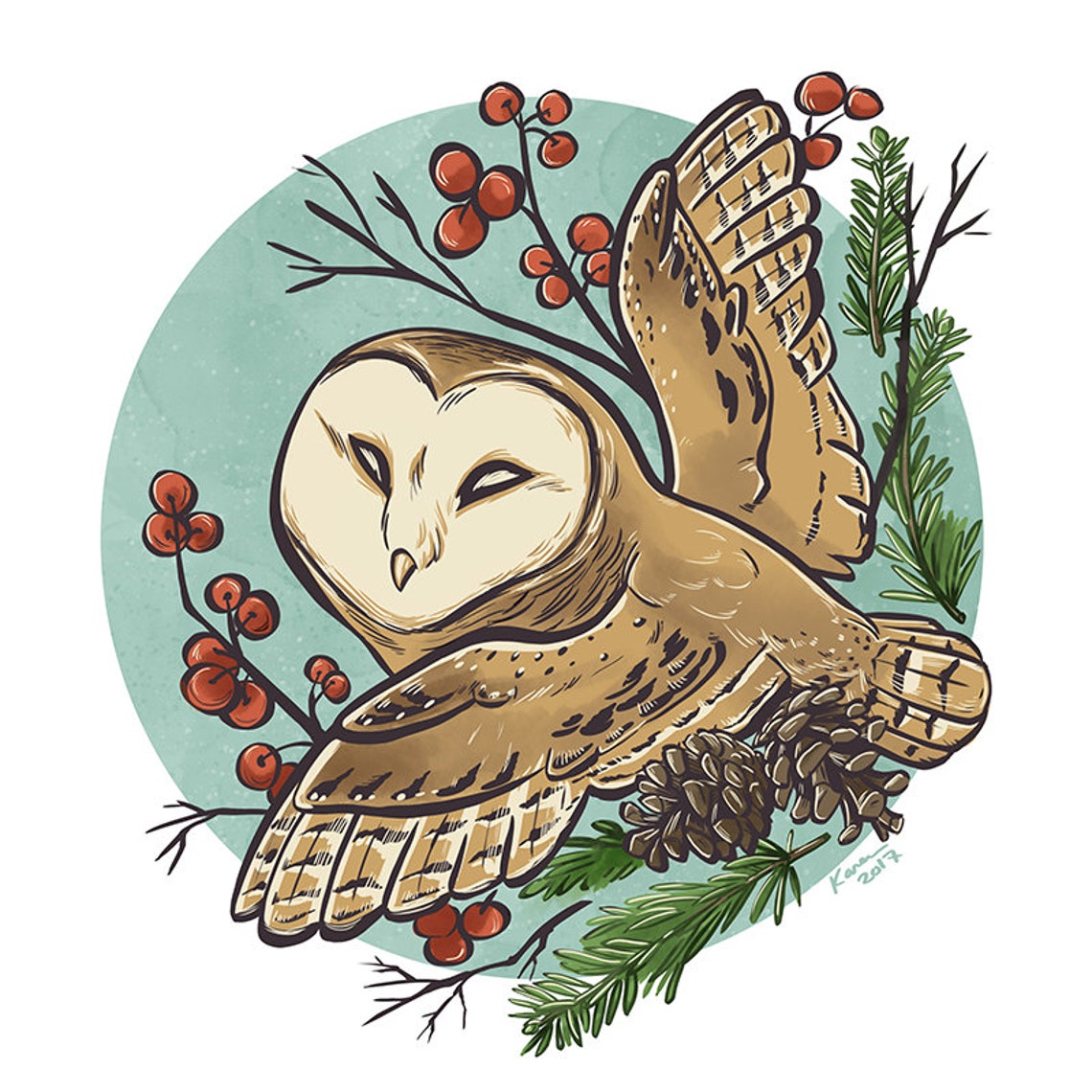 Seasons: Set of 4 Vinyl Stickers! Badger Bat Owl and Sparrow! Cute ...
