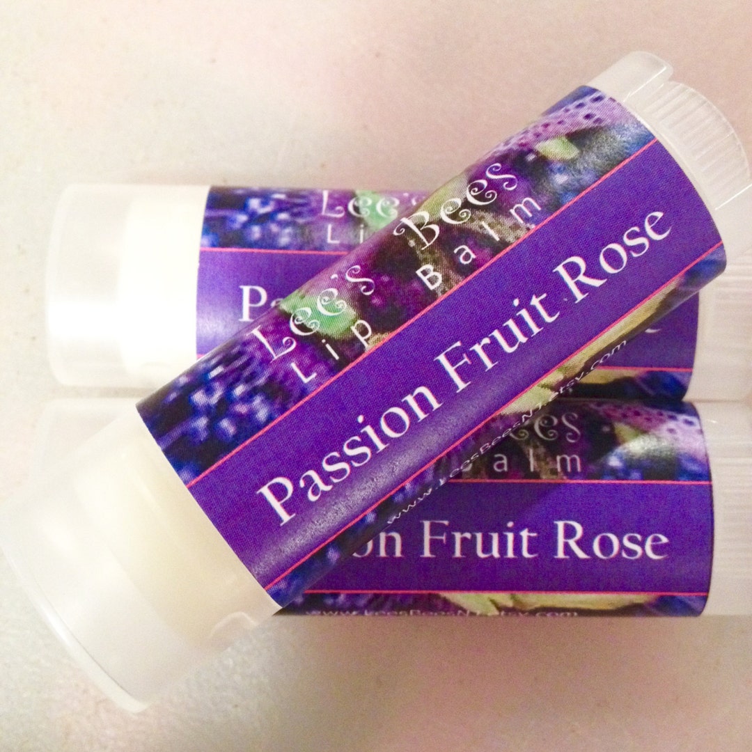Passion Fruit Rose Lip Balm - One Tube of All Natural Beeswax Lip Salve ...