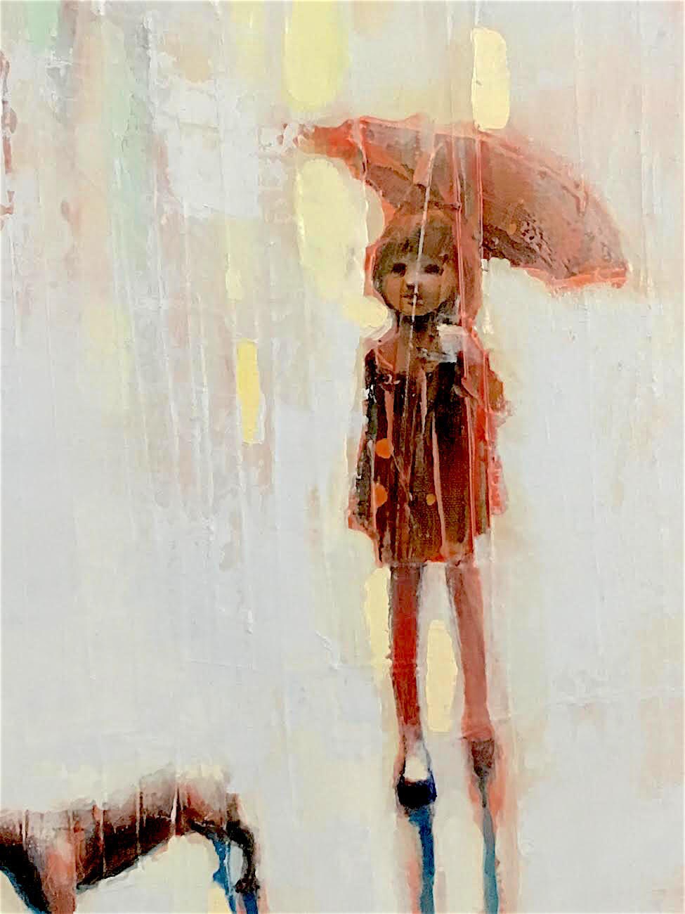 Summer Rain. 2016 Oil Painting on Rolled Canvas.rain Girl and Umbrella ...