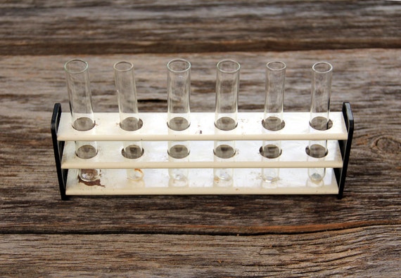 Items similar to Vintage Metal Test Tube Stand with Six Test Tubes on Etsy